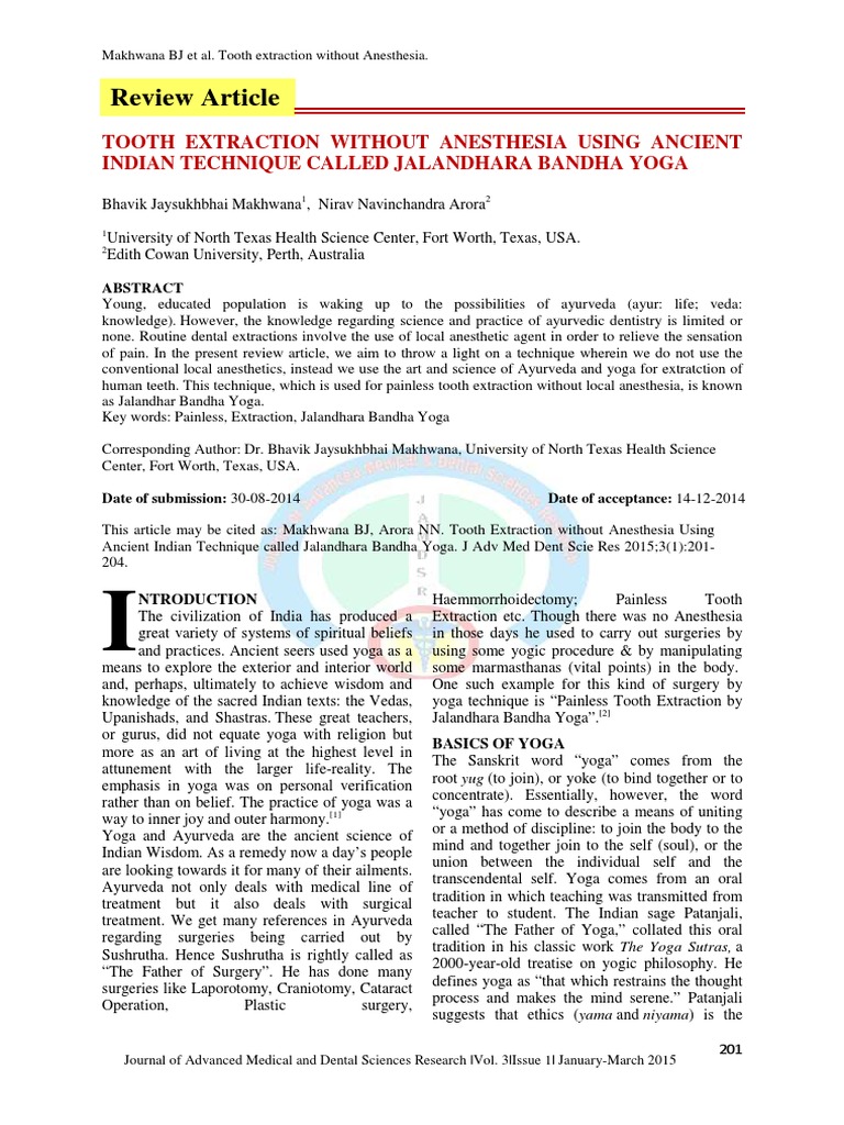 Extraction Without Anesthesia | PDF | Yoga | Surgery