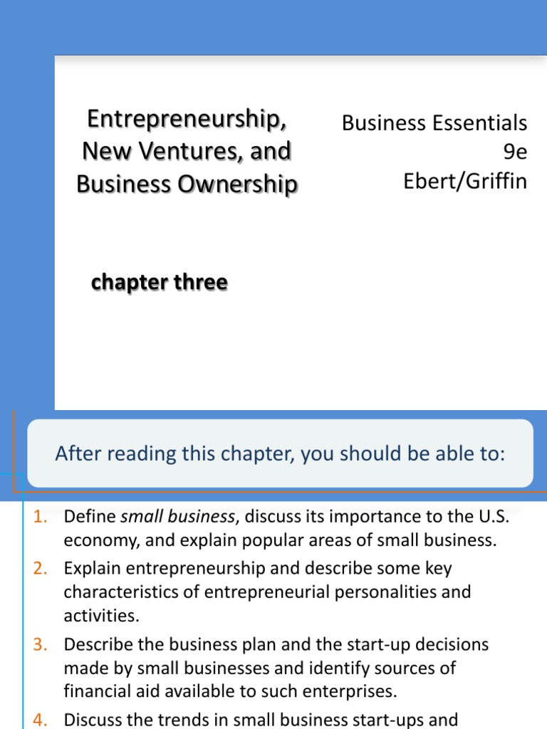 Entrepreneurship, New Ventures, and Business Ownership: Business ...