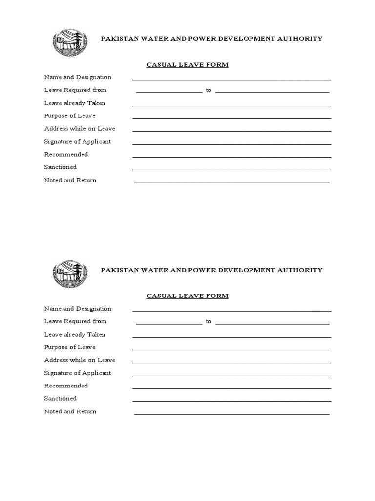 PWPDA Casual Leave Form | PDF