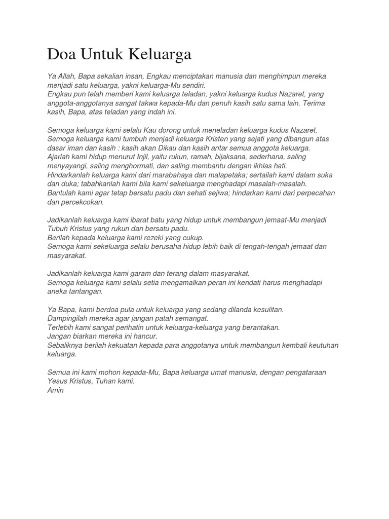 Doa Untuk Keluarga Pdf
