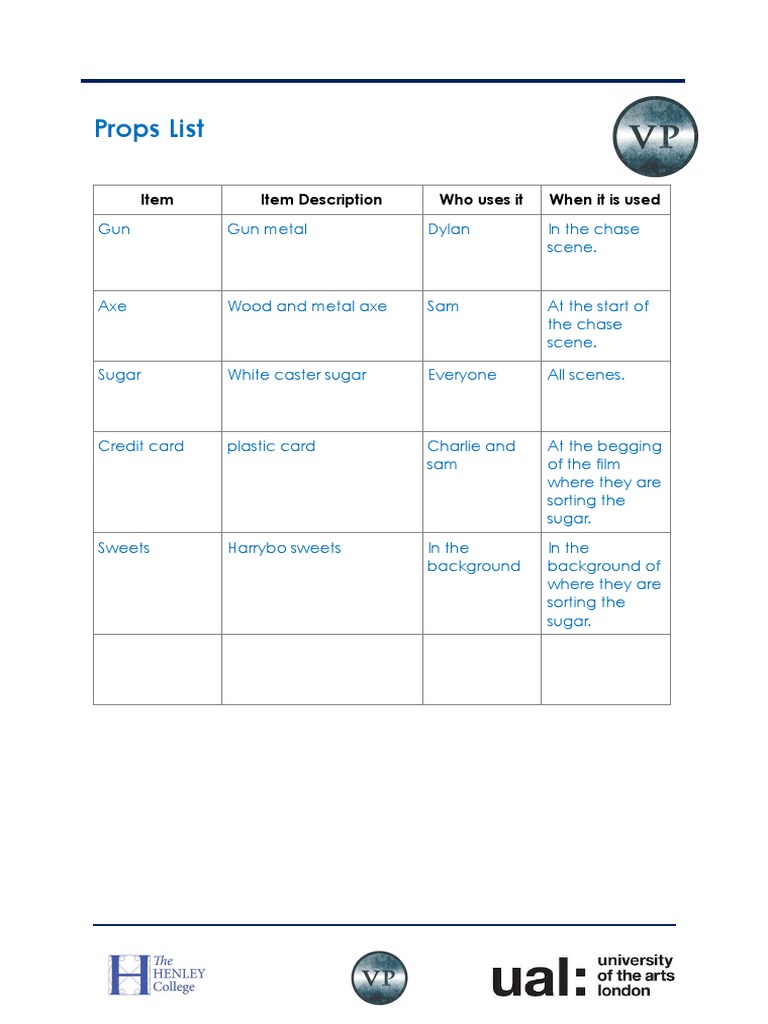 Props List | PDF