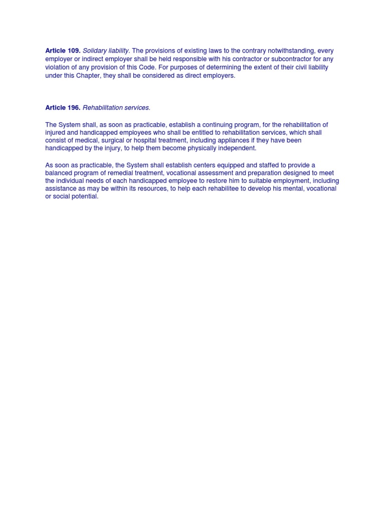 Article 109. Solidary Liability. The Provisions of Existing Laws To The ...