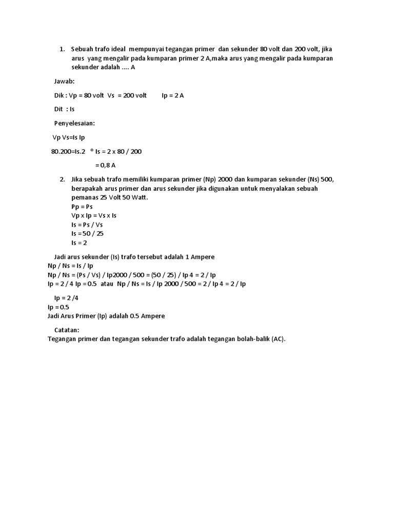 Soal Trafo | PDF