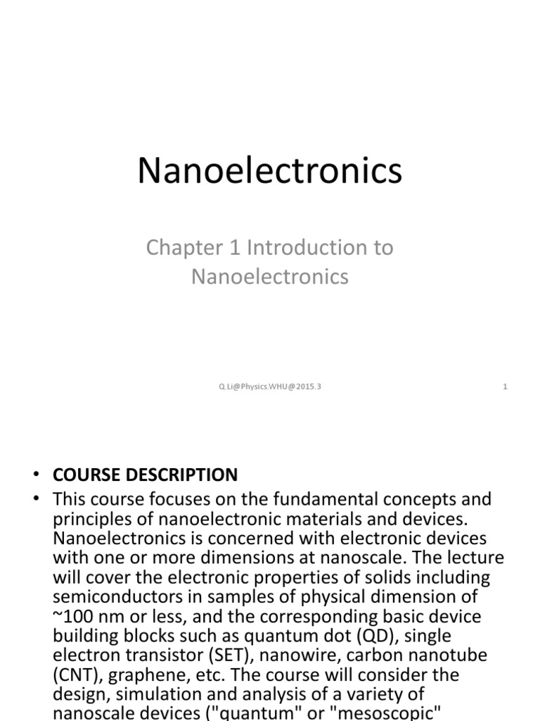 Introduction to Nanoelectronics Course | PDF | Transistor | Nanotechnology