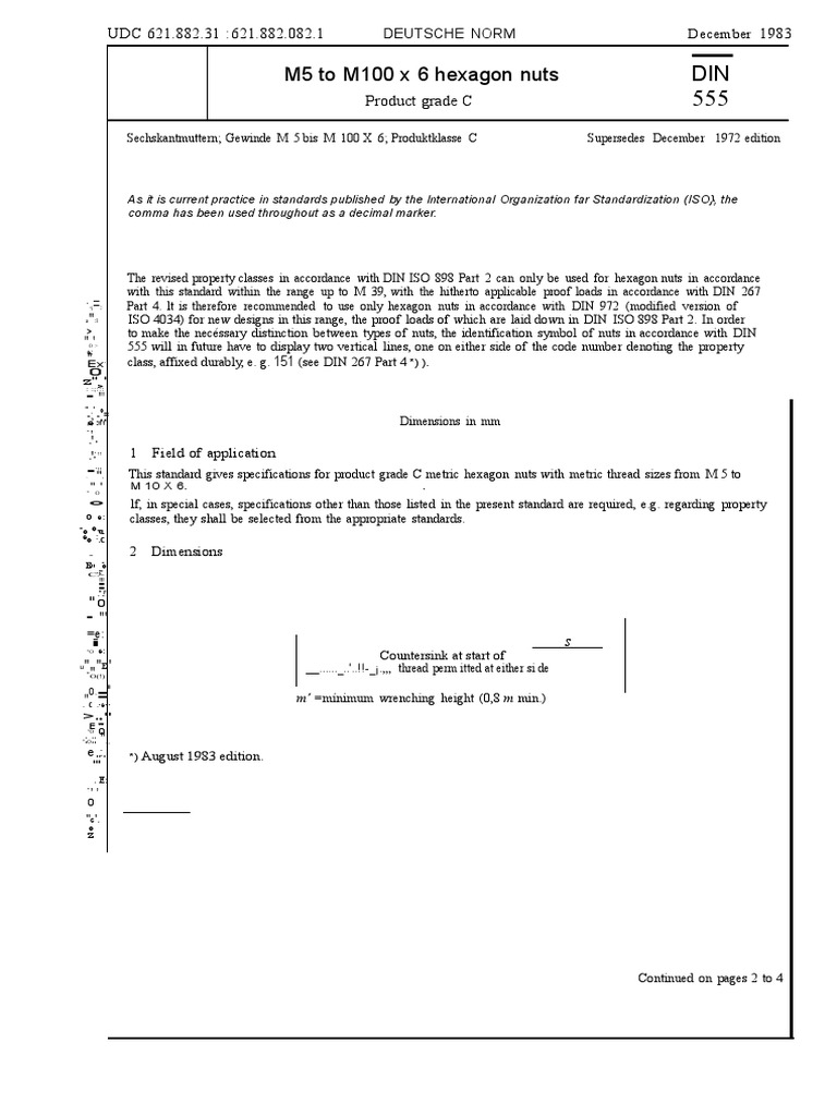 Din 555 1983 | PDF | Screw | Nut (Hardware)