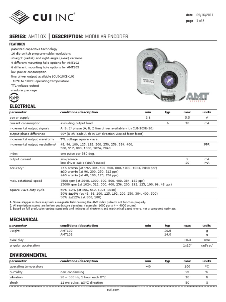 Amt10X Description: Modular Encoder: Series | PDF | Electrical ...