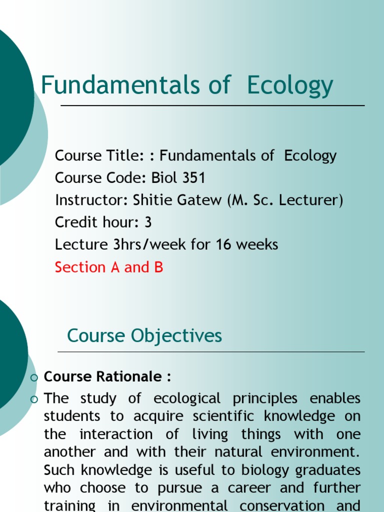 Ecology 1 | PDF | Ecosystem | Restoration Ecology