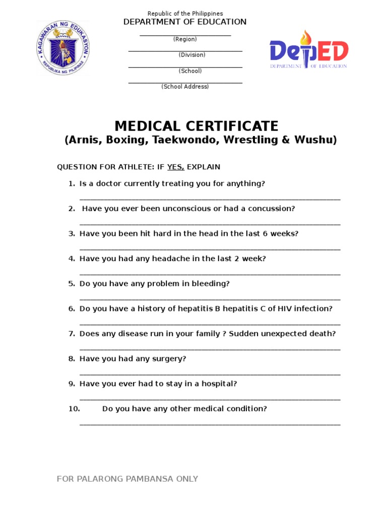 Medical Clearance for Athletes | PDF