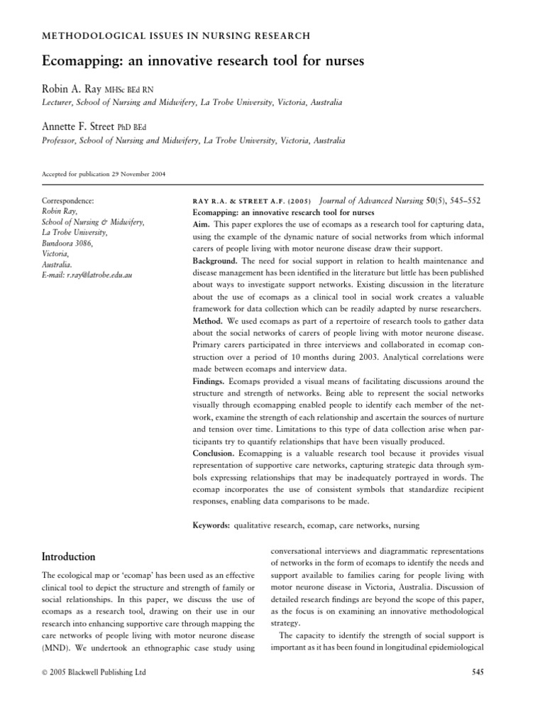 Ecomapping - An Innovative Research Tool For Nurses | PDF | Caregiver ...