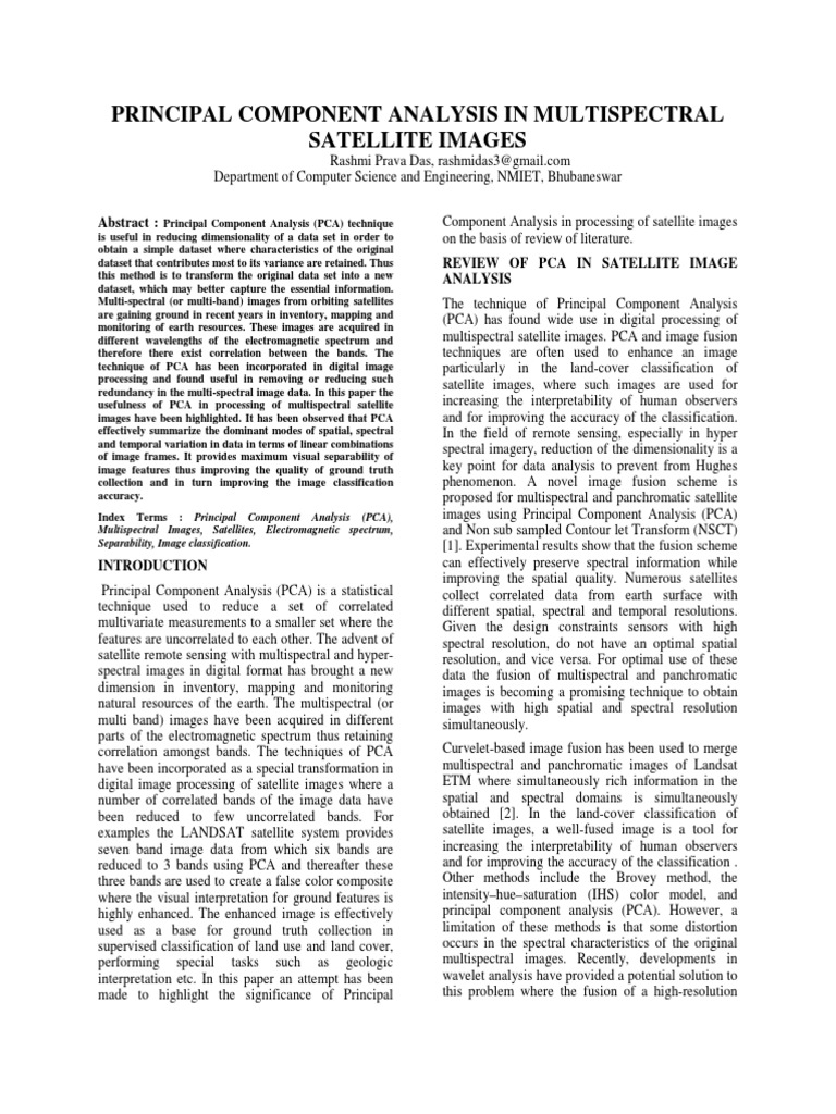 18 Principal Component Analysis in Multispectral Satellite Images | PDF | Principal Component ...
