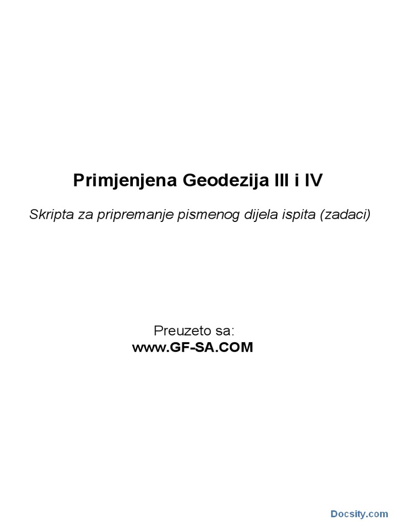 Zadaci Iz Geodezije 3 I 4 Vezbe 1 Skripta Primenjena Geodezija ...