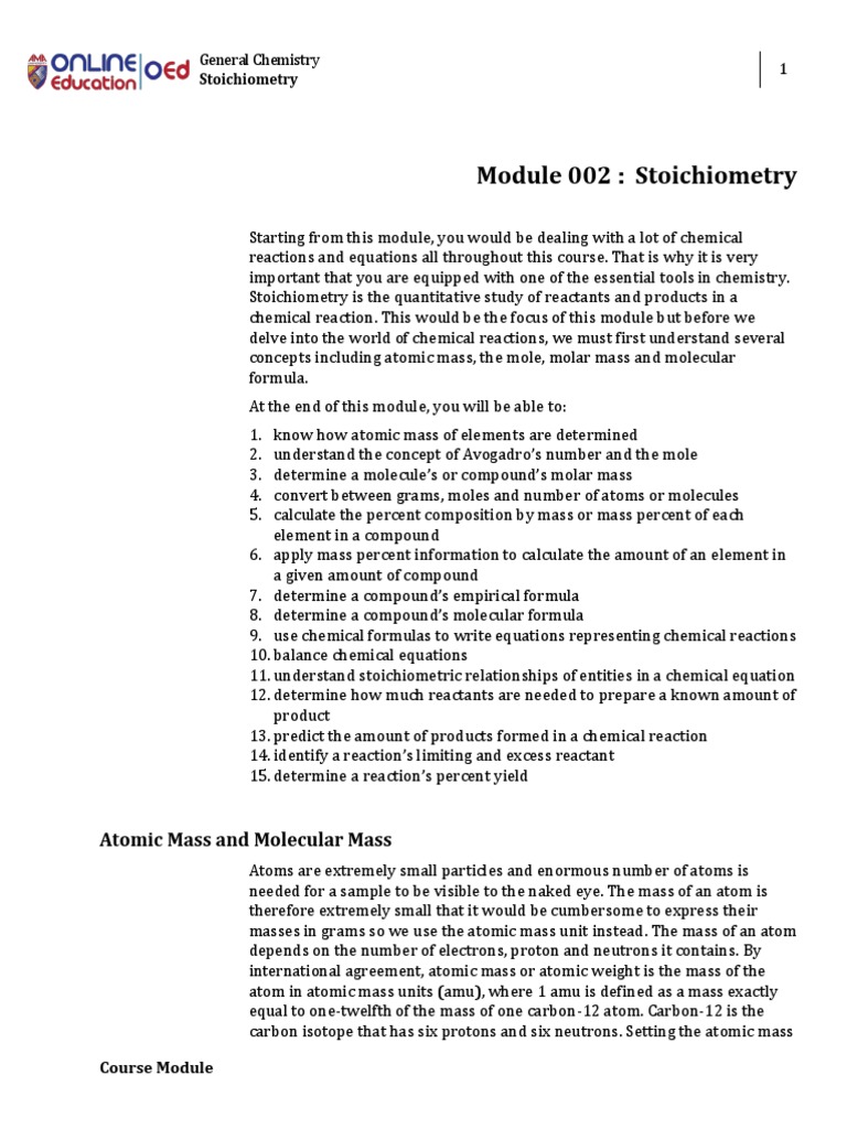 Gen Chem 2 | PDF | Mole (Unit) | Stoichiometry