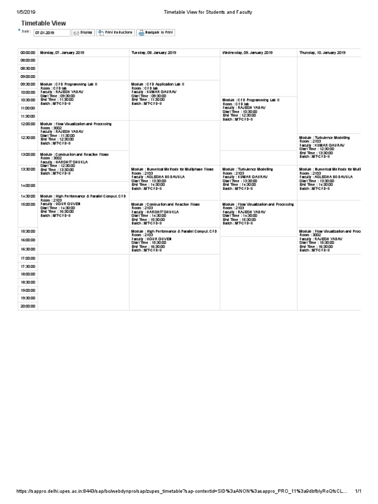 Timetable View For Students and Faculty - Print Preview | PDF ...