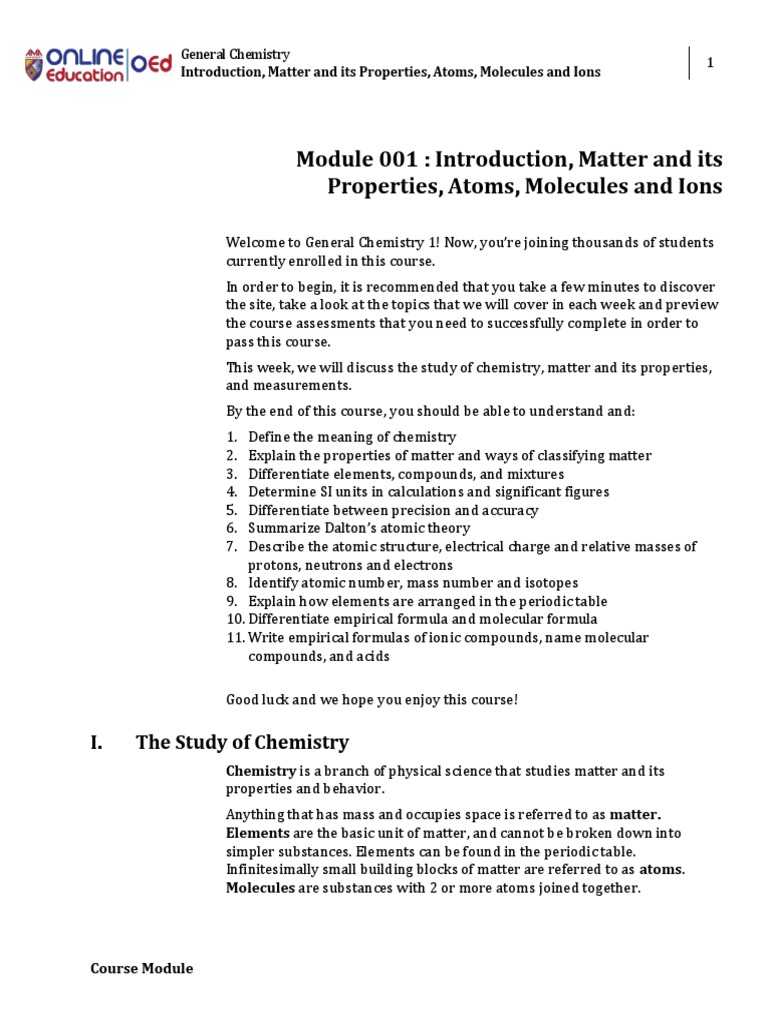 Gen Chem 1 | PDF | Ion | Molecules