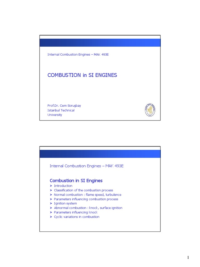 Combustion in Si Engine | PDF | Internal Combustion Engine | Combustion