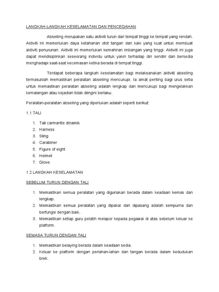 Panduan Keselamatan Abseiling | PDF