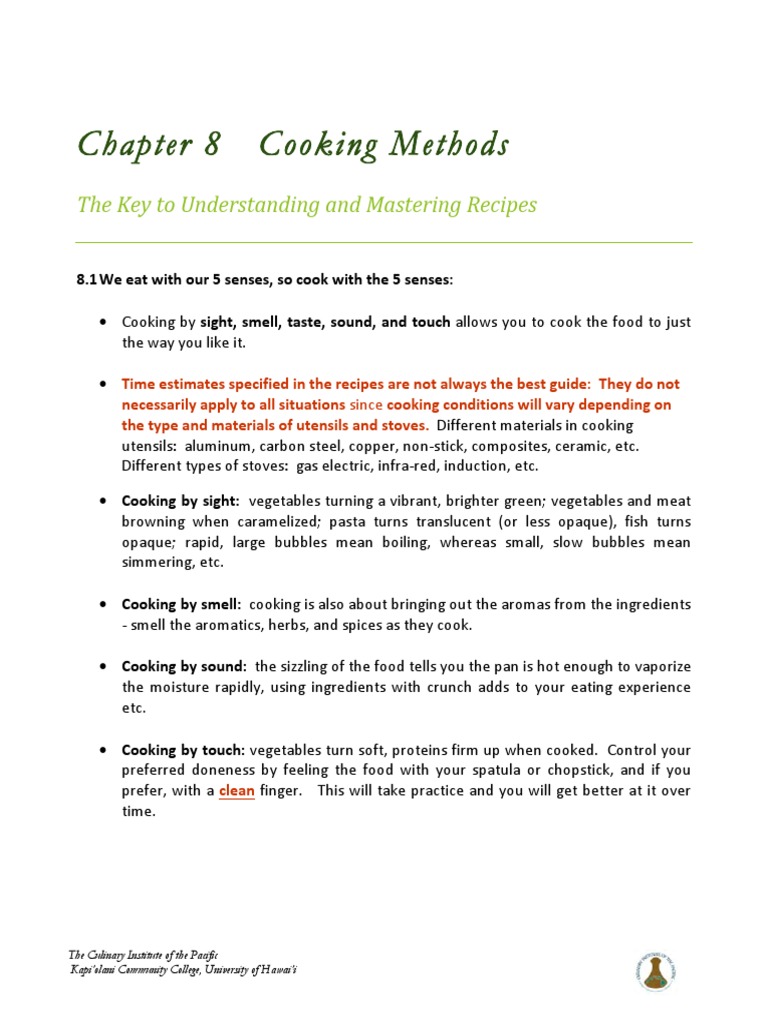 Chapter 8 Cooking Methods: The Key To Understanding and Mastering ...