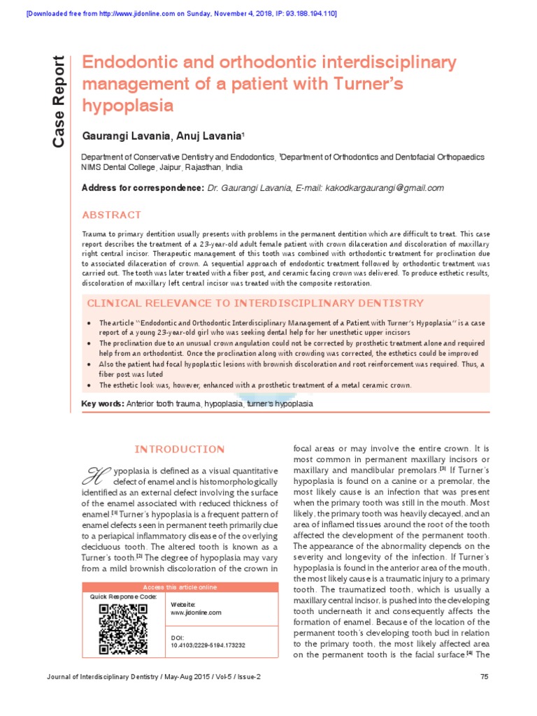 Endodontic and Orthodontic Case Report | PDF | Orthodontics | Tooth Enamel