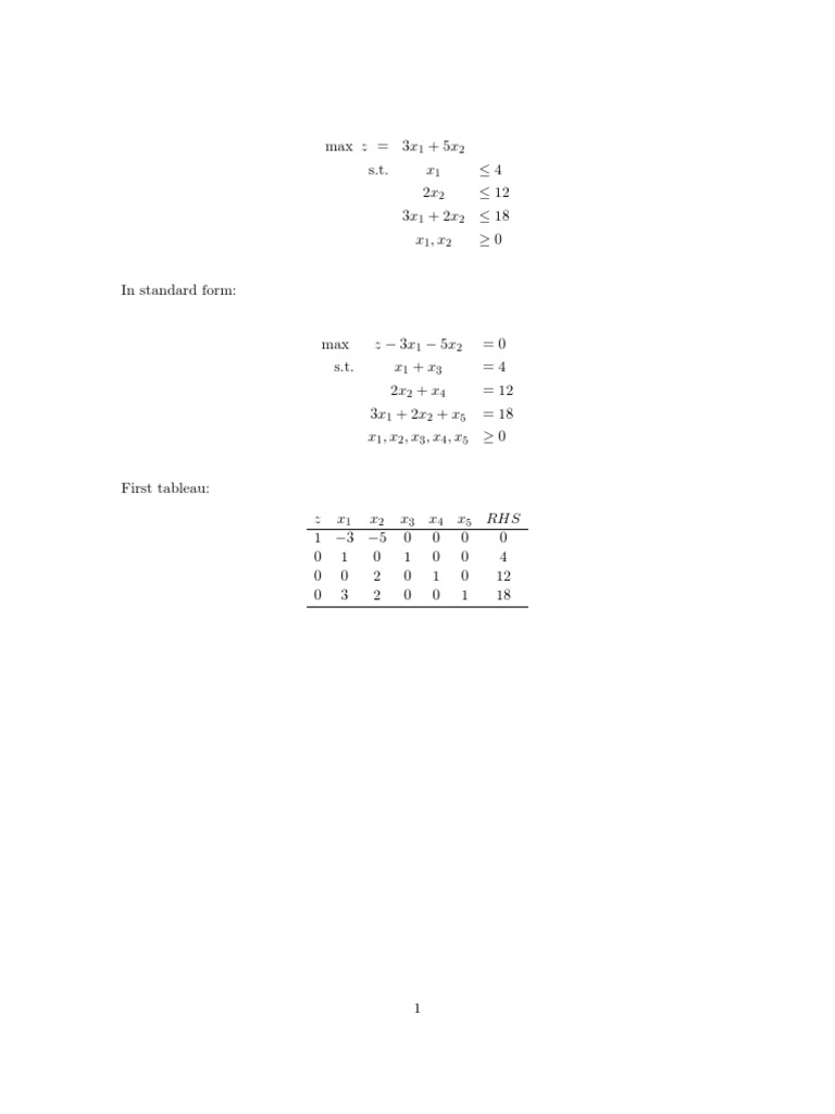 Simplex Tableau PDF | PDF