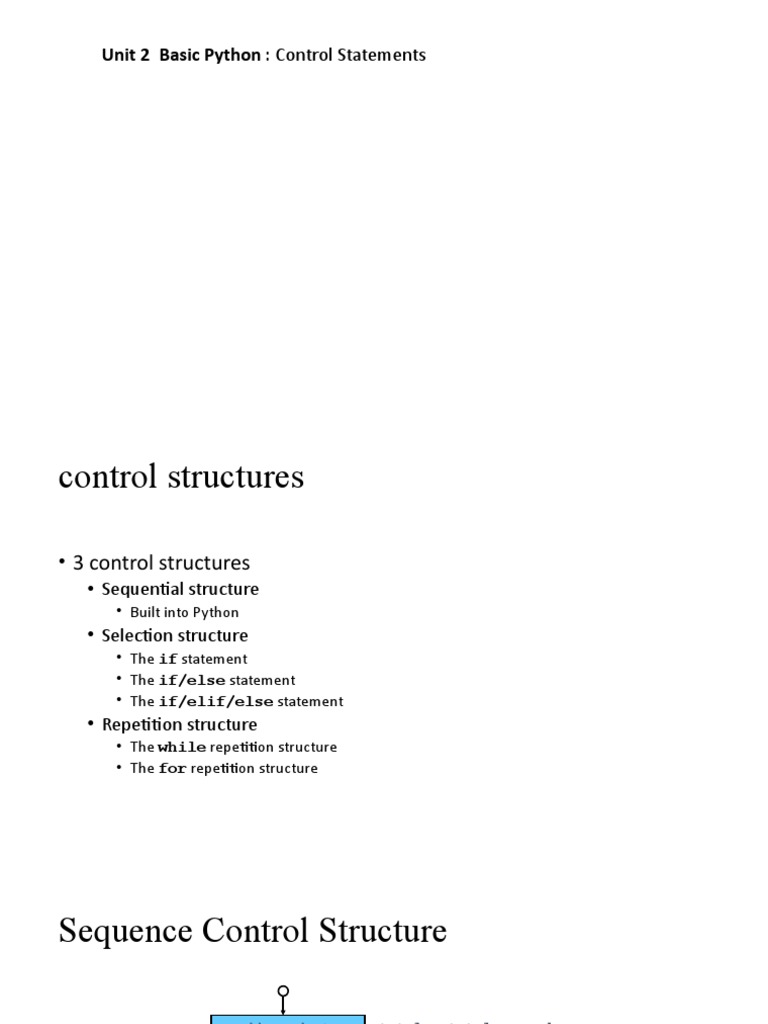 Unit 2 Basic Python: Control Statements | PDF | Control Flow | Computer ...