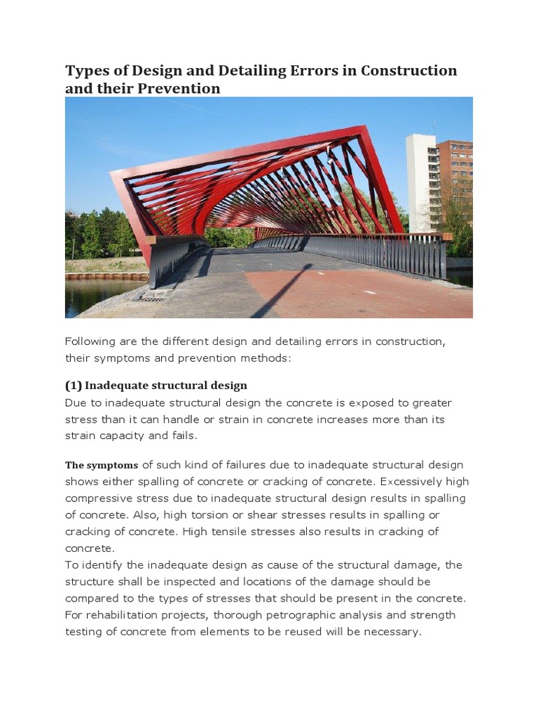 Types of Design and Detailing Errors in Construction and Their ...