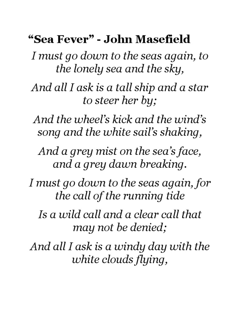 "Sea Fever" - John Masefield | PDF