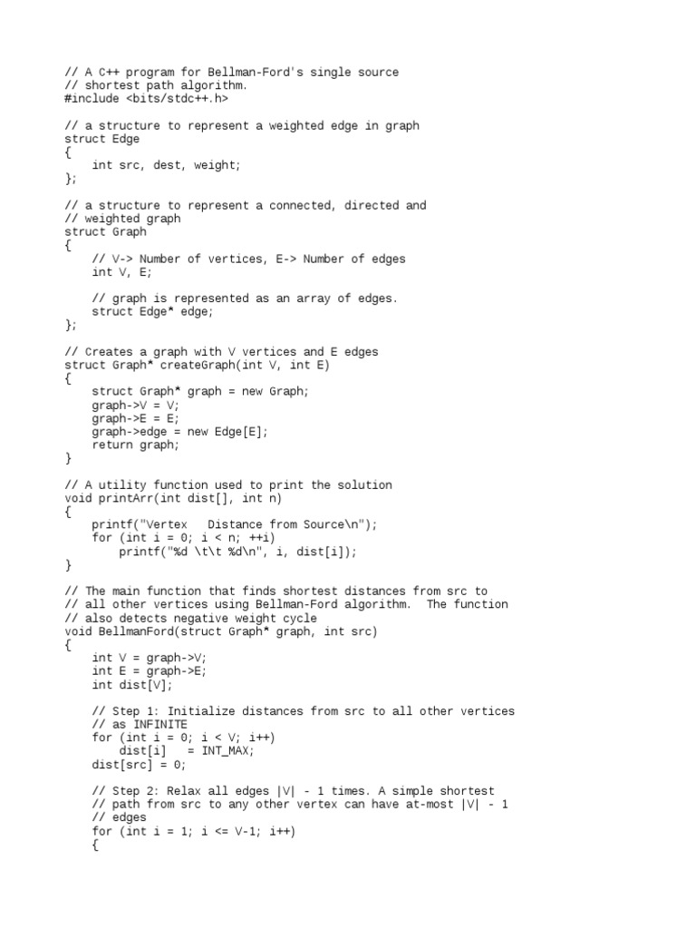 Bellman-Ford C++ | PDF | Discrete Mathematics | Computer Programming Bellman-Ford C++ | PDF | Discrete Mathematics | Computer Programming
