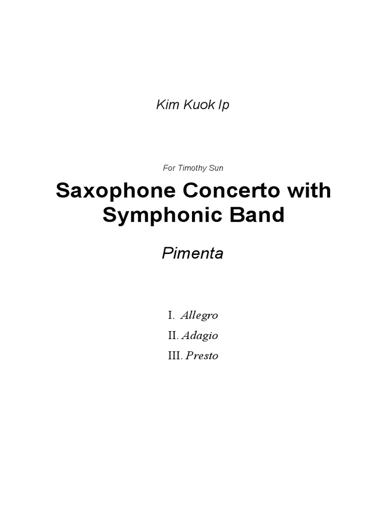 Saxophone Concerto With Symphonic Band: Pimenta | PDF | Saxophone ...