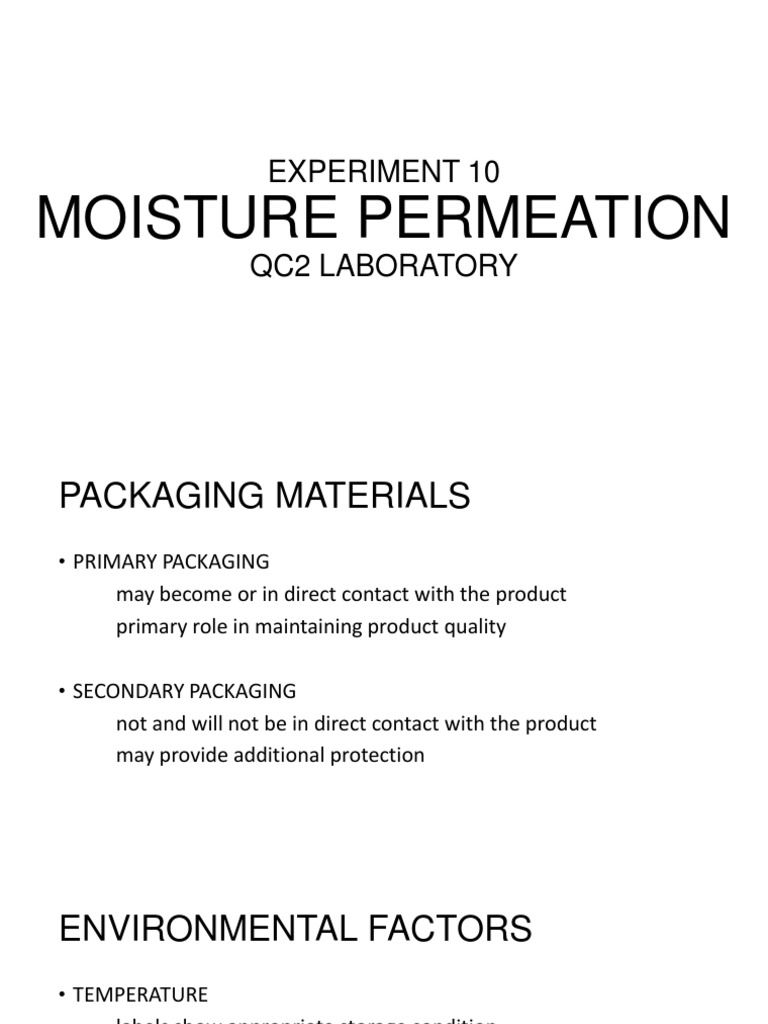 Moisture Permeation Testing of Packaging Materials | PDF | Verification ...