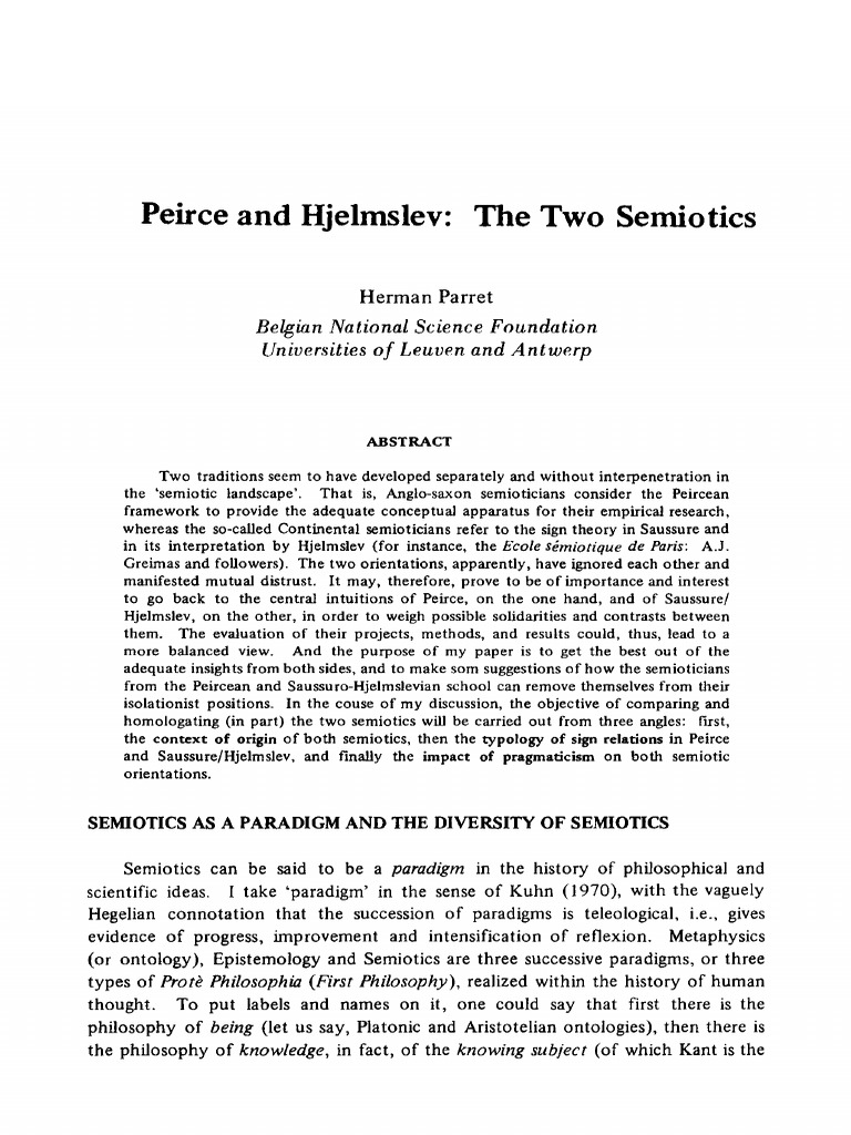 Pierce and Hjelmslev | PDF | Charles Sanders Peirce | Semiotics