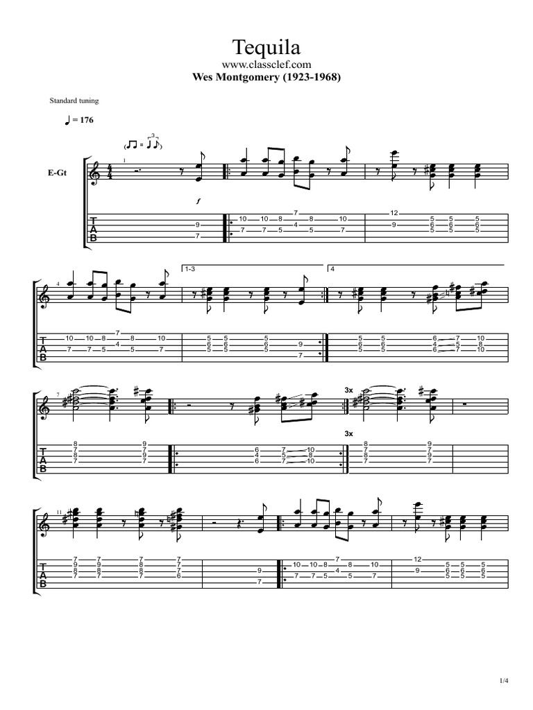 Tequila - Wes Montgomery | PDF | Guitar Family Instruments | European ...