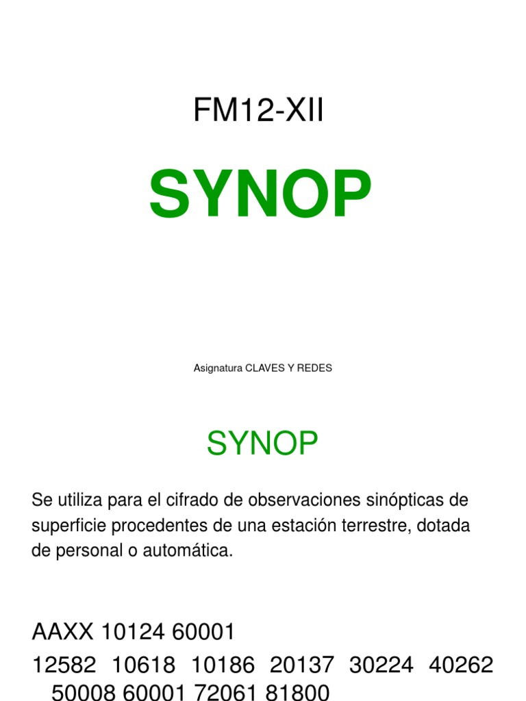 Fm12 Xii Synop | PDF | Luz de sol | Nube