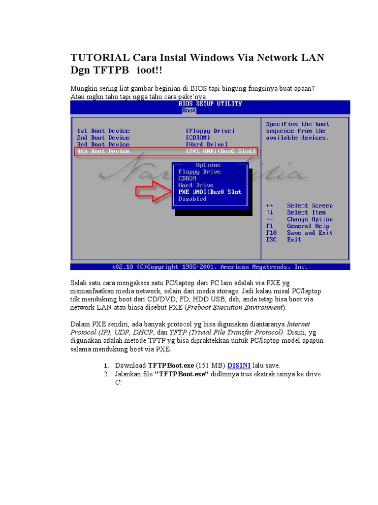 TUTORIAL Cara Instal Windows Via Network LAN DGN TFTPBoot | PDF