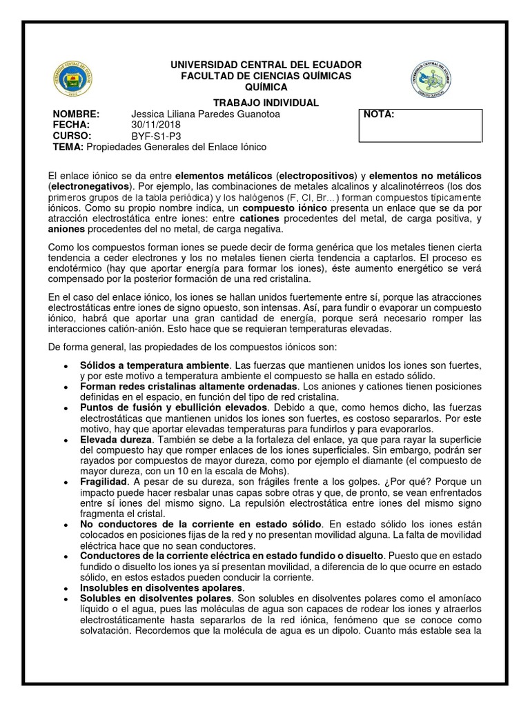 Enlace Ionico Pdf Enlace Iónico Enlace Químico