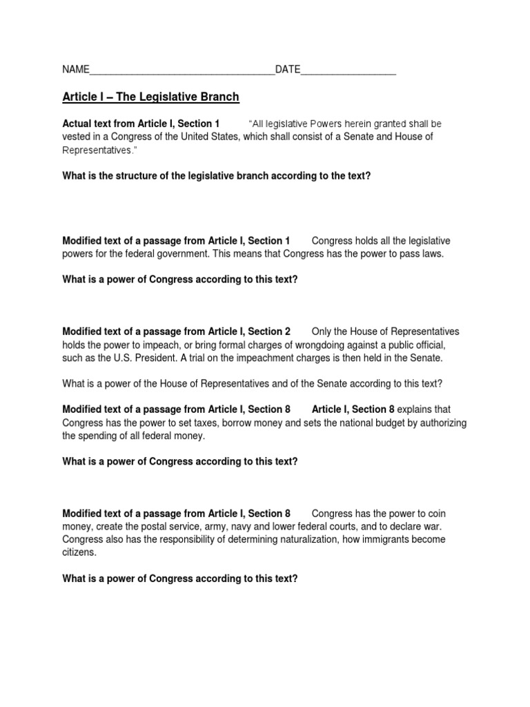 Modified Three Branches | PDF | Article One Of The United States ...