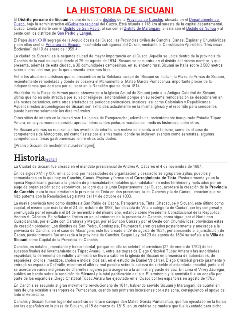 La Historia de Sicuani | PDF | Agricultura | Naturaleza