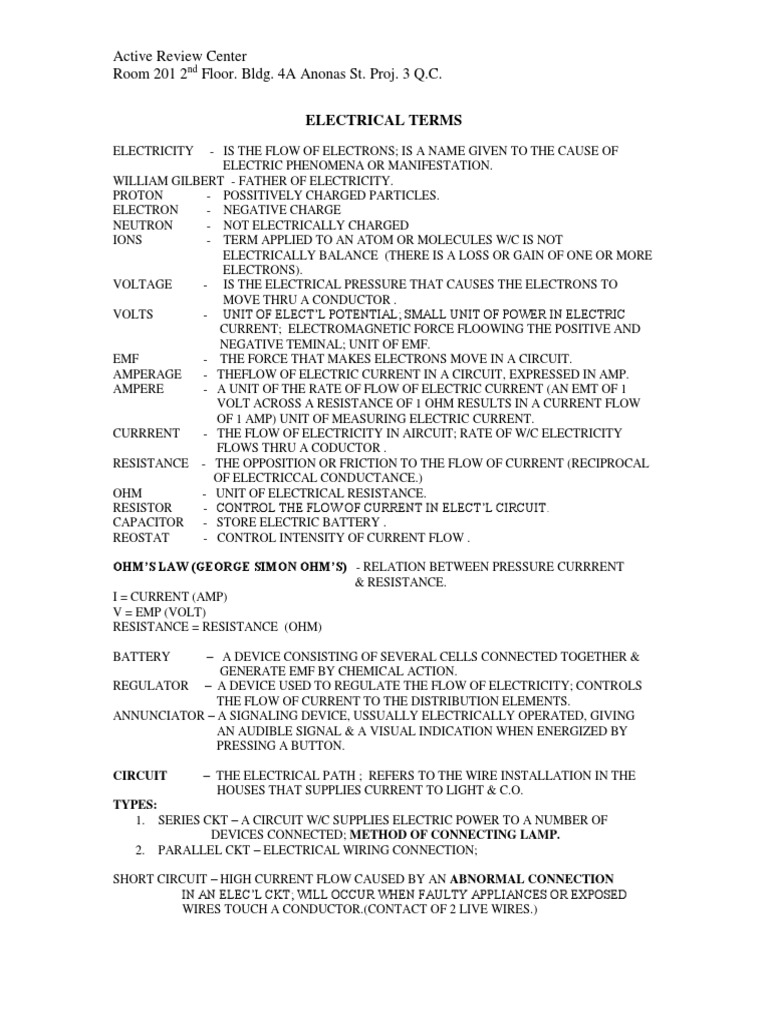 BU - Utilities Terms PDF | Download Free PDF | Electric Current ...