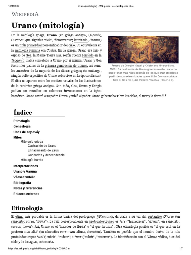 Urano: Titán del Cielo y Mitos Griegos | PDF | Mitología griega ...