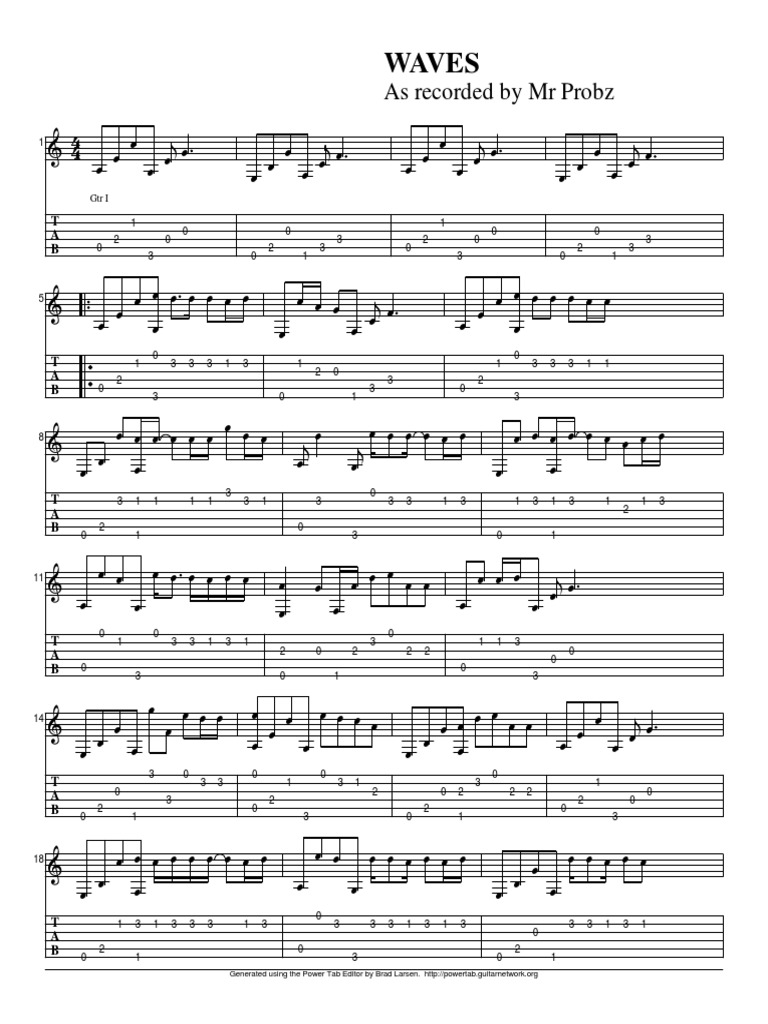 Waves by MR Probz Guitar Tabs | PDF