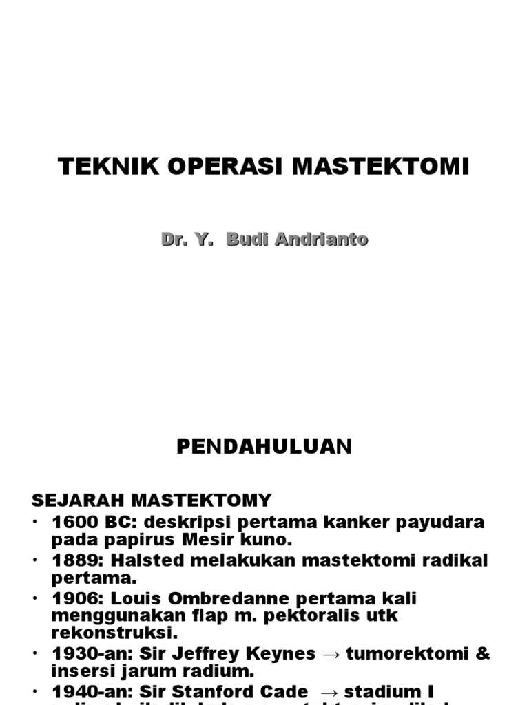 Teknik Operasi Mastektomi | PDF