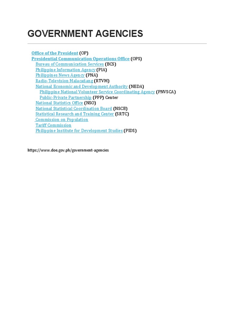 Government Agencies | PDF | Business | Social Science
