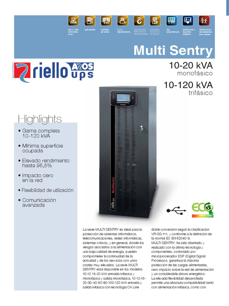 Catalogo Riello Multi Sentry | PDF | Energia electrica | Ingeniería de confiabilidad