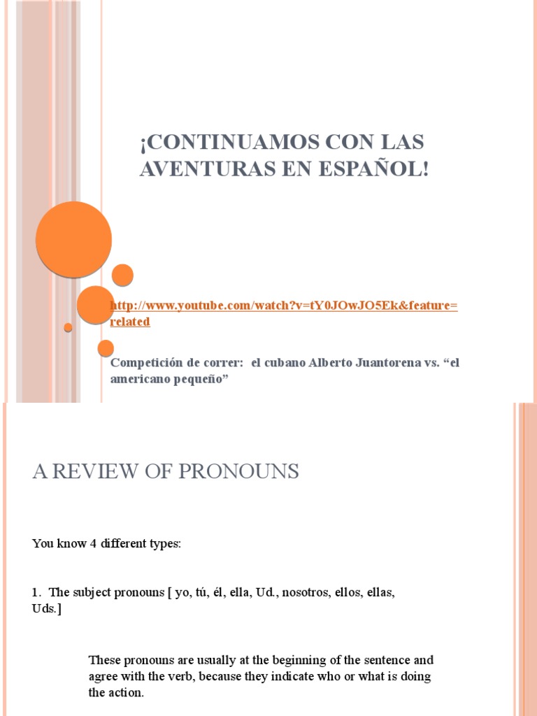 ¡Continuamos Con Las Aventuras en Español!: Related | PDF | Grammatical ...