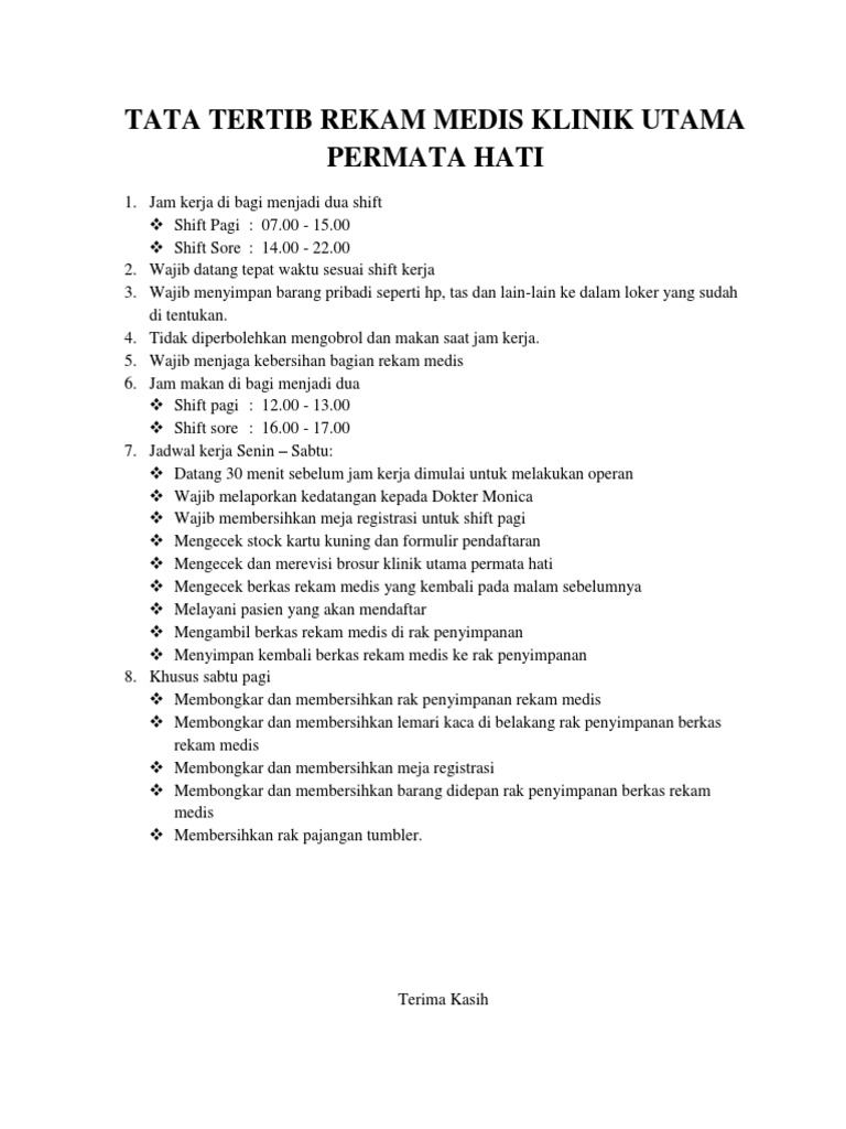 Tata Tertib Rekam Medik | PDF | Kesehatan Holistik | Sains & Matematika
