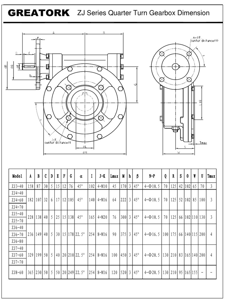Greatork-ZJ Series Gearbox Dimension | PDF