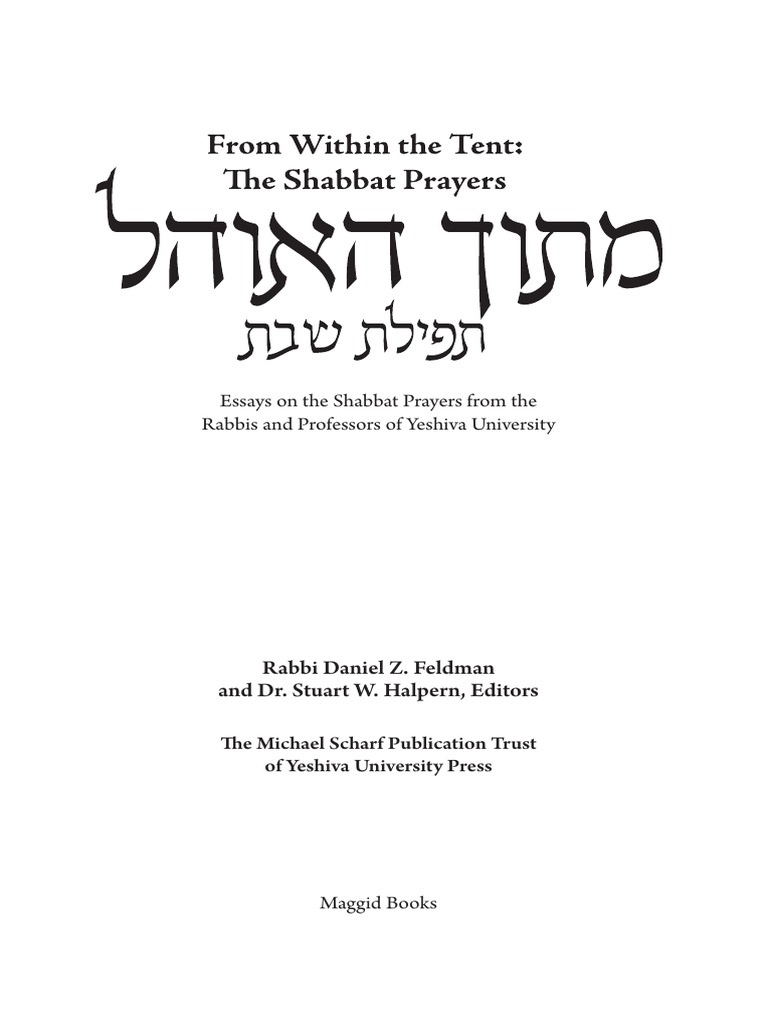 Productattachments Files L o Look Inside - Mitokh Ha-Ohel Shabbat ...