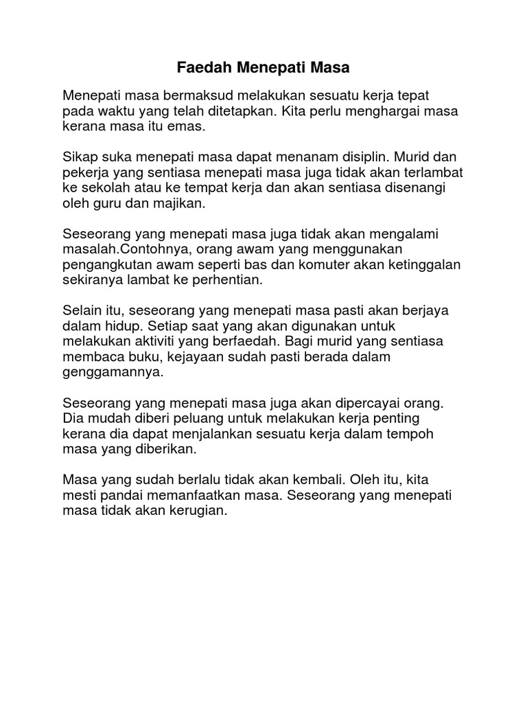 Faedah Menepati Masa | PDF | Karier & Perkembangan | Pengembangan Diri