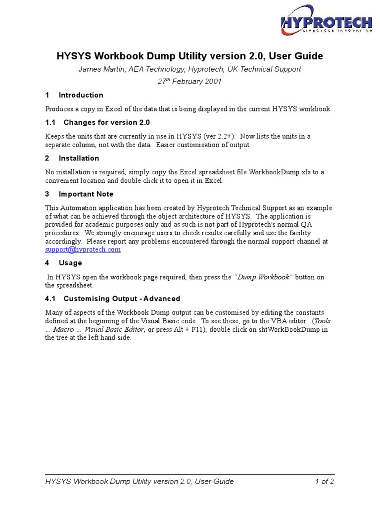 Customizing HYSYS Workbook Data Export: A Guide to the HYSYS Workbook ...
