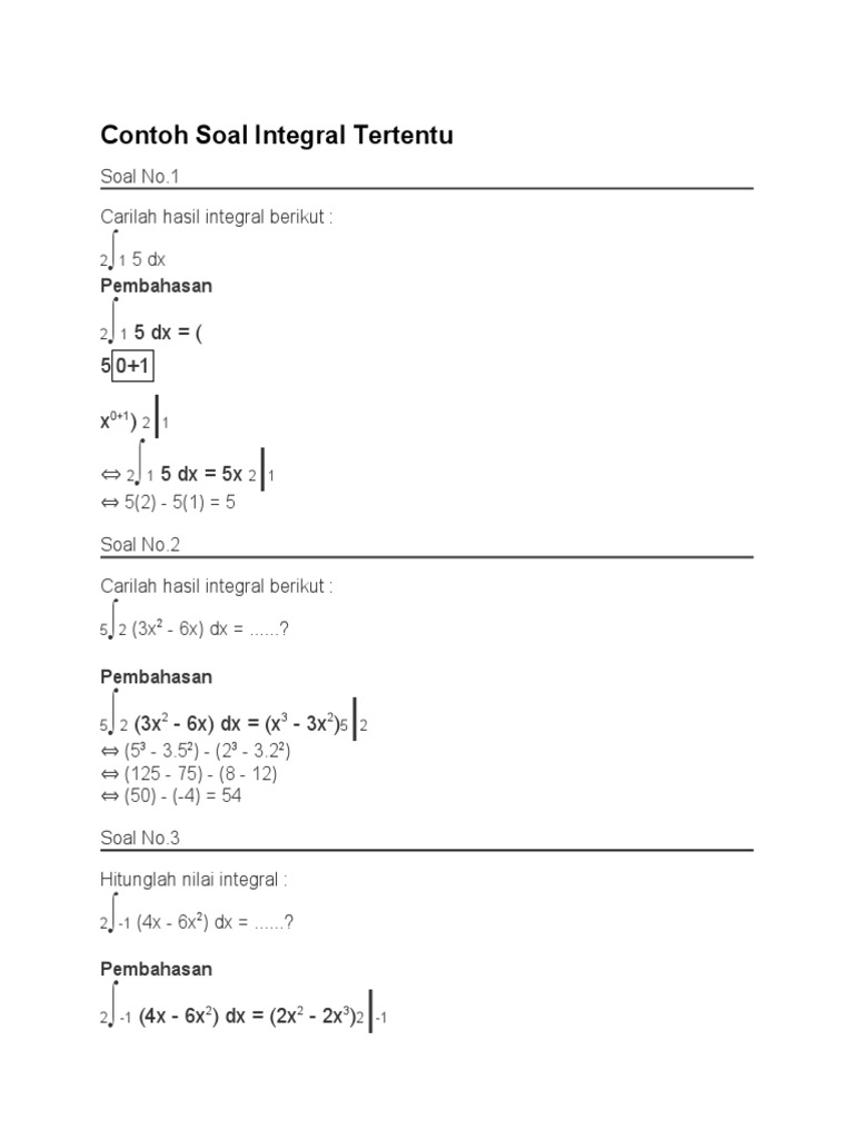 Contoh Soal Integral Tertentu | PDF