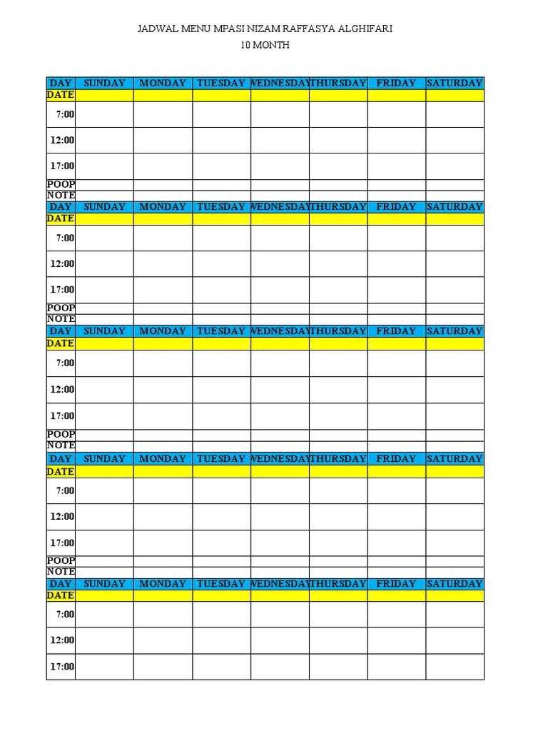 Contoh Jadwal Mpasi | PDF